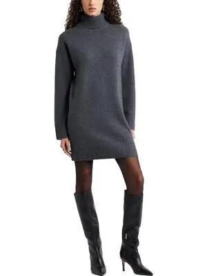 Nordstrom Long Sleeve Wool & Cashmere Sweater Dress - Grey Dark Charcoal Heather