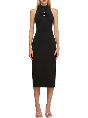 Cult Gaia Collin Sleeveless Mock Neck Knit Midi Dress - Black