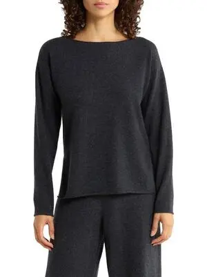 Nordstrom Cashmere Lounge Top Dark Charcoal Heather