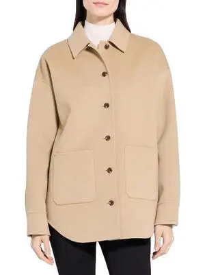 Theory Wool & Cashmere Shirt Jacket New Camel
