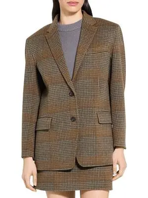 Theory Wool And Cashmere Oversized Blazer - Brass Multi - Zpd