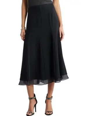 Nordstrom Seamed Layered Midi Skirt - Black