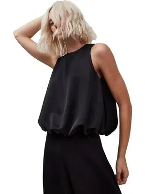 RO&ZO Sleeveless Bubble Hem Blouse - Black