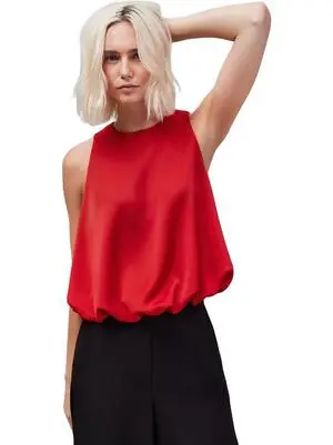 RO&ZO Sleeveless Bubble Hem Blouse Red