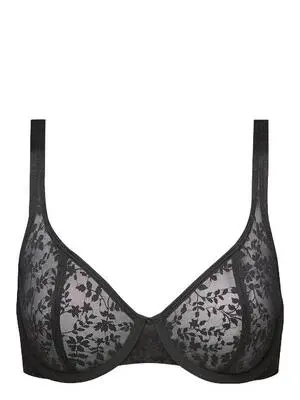 CUUP The Scoop Botanical Lace Bra - Black