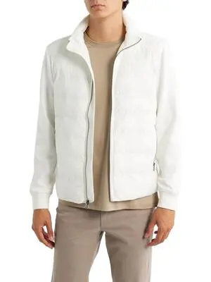 Bugatchi Soft Touch Quilted Zip-Up Bomber Jacket Chalk