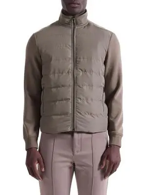 Bugatchi Soft Touch Quilted Zip-Up Bomber Jacket Walnut