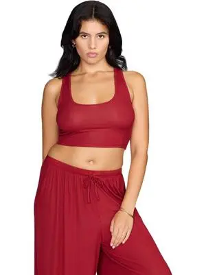 CUUP Scoop Neck Modal Silk Rib Tank - Scarlet
