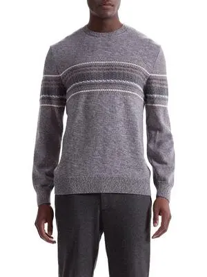 BUGATCHI Chest Stripe Merino Wool Crewneck Sweater