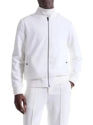 Bugatchi Soft Touch Knit Reversible Bomber Jacket - Chalk