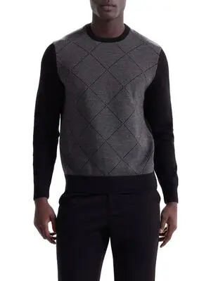 Bugatchi Diamond Merino Wool Sweater Black