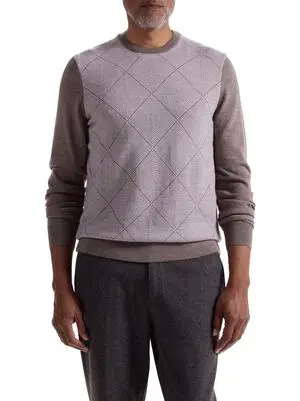Bugatchi Diamond Merino Wool Sweater Walnut
