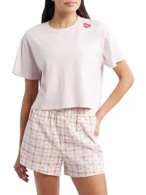 OPEN EDIT Boxy Crop Sleep T-Shirt Pink Kiss