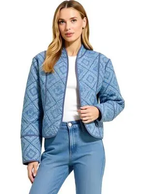MODENAIRE Quilted Jacket With Piped Trim - Diamond Pattern