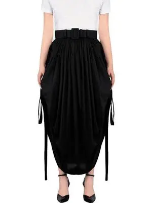 LAURA APARICIO Cotton Midi Skirt With Belt - Black