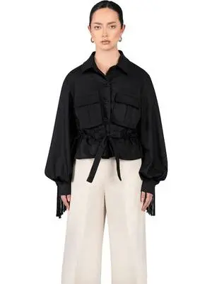 LAURA APARICIO Macrame Sahariana Jacket - Black