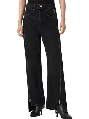 ALLSAINTS Frankie Wide Leg Jeans - Washed Black