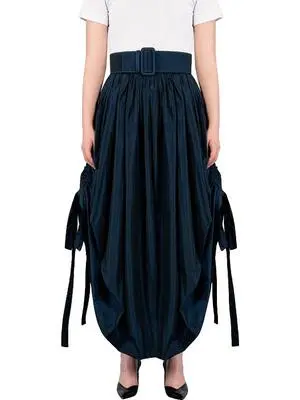 LAURA APARICIO Asymmetric Midi Taffeta Skirt - Blue