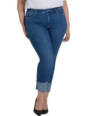 NYDJ Sheri Rhinestone Cuff Ankle Slim Jeans - Vintage Lapis