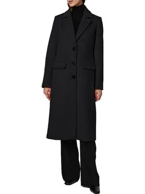 Bernardo Structured Wool Blend Coat - Black