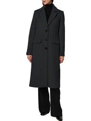Bernardo Structured Wool Blend Coat Navy