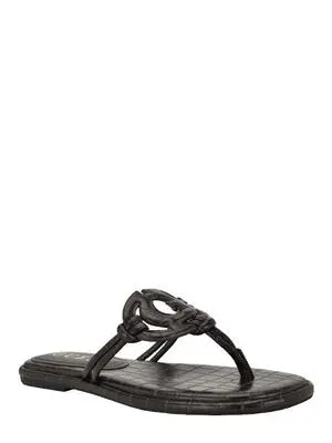 Guess Saime Croc Embossed Sandal - Dark Brown