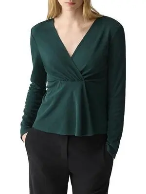 Theory Gathered Neck Knit Top - Viridian