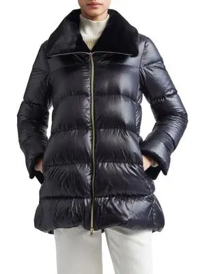 Herno Faux Fur-lined Water Repellent Quilted Down Jacket - Black