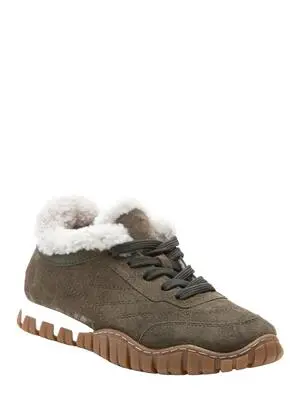 275 CENTRAL Genuine Shearling Lined Suede Sneakers - Green