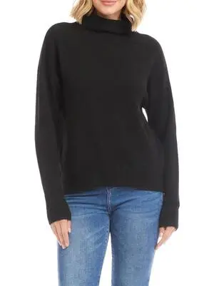 Karen Kane Funnel Neck Pullover Sweater - Black