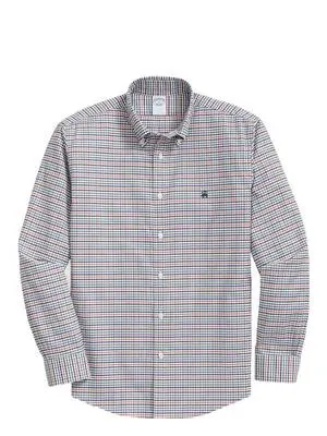 Brooks Brothers Gingham Check Wrinkle Resistant Stretch Cotton Button-down Shirt - Multicheck