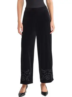 Jones New York Embroidered Wide-leg Crop Trousers - Jones Black