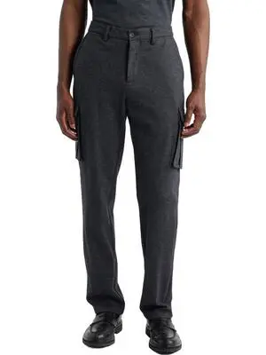 Bugatchi Brushed Knit Flat Front Cargo Pants - Black Melange
