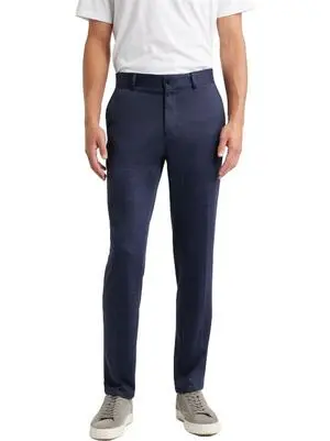 Bugatchi Flat Front Knit Wool Blend Chinos - Navy