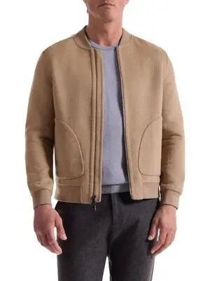 Bugatchi Brushed Wool Blend Bomber Jacket - Camel