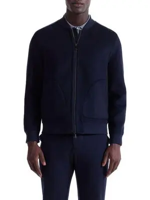 Bugatchi Brushed Wool Blend Bomber Jacket - Navy