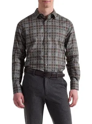 Bugatchi Julian Shaped Fit Check Cotton Button-up Shirt - Sienna