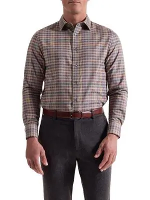 Bugatchi Julian Shaped Fit Check Cotton Button-up Shirt - Mahogany