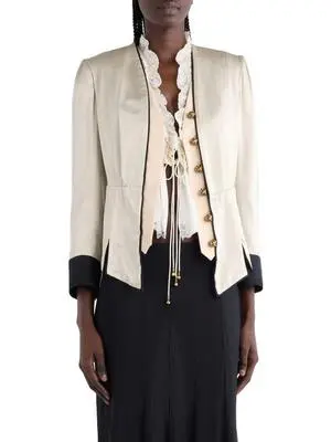 Chloé Silk Satin Peplum Jacket - 095 Silver Cloud