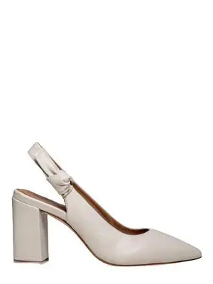 JOAN OLOFF SHOES Daphne Leather Slingback Pumps Off White