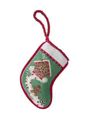 LANDS' END Mini Needlepoint Christmas Stocking Gingerbread