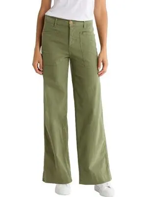 Frank & Eileen Limerick Pocket Wide Leg Trousers - Olive