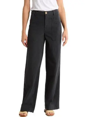 Frank & Eileen Limerick Pocket Wide Leg Trousers - Washed Black