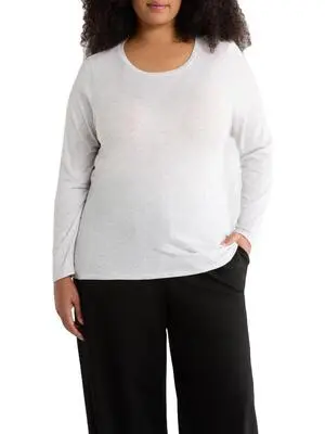 Eileen Fisher Crewneck Long-sleeve Top - Nimbus