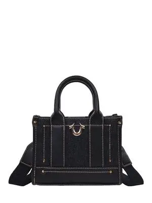 True Religion Denim Logo Strap Mini Tote - Black