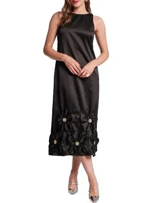 FRANCES VALENTINE Maxi Dress With Floral Applique - Black