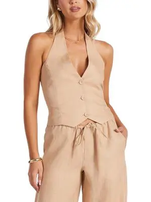 BISHOP + YOUNG Positano Linen Halter Vest - Golden