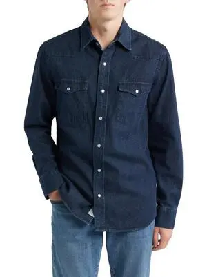 SCHOTT Cotton Denim Western Shirt - Indigo