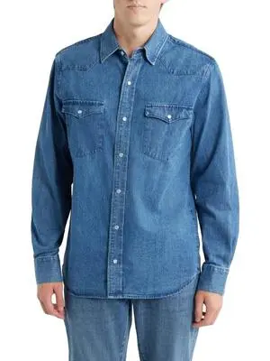 SCHOTT Cotton Denim Western Shirt - Light Indigo