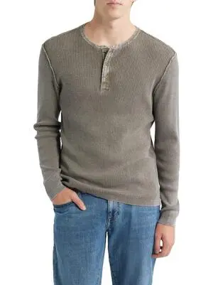 SCHOTT Stonewash Cotton Henley Sweater - Olive